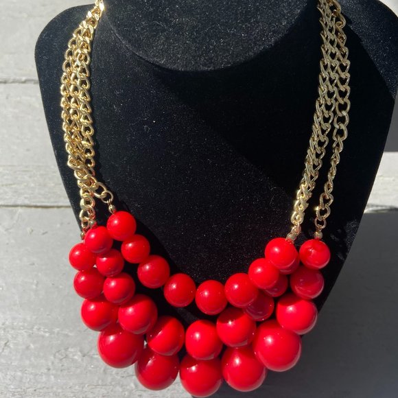 Jewelry | Red Beaded Necklace | Poshmark
